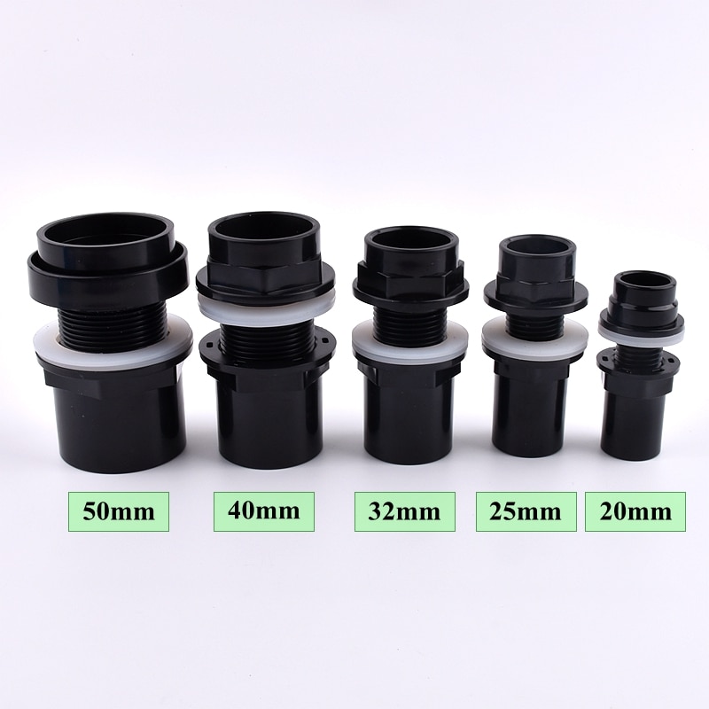 I.D 20~50mm Black PVC Pipe Aquarium Thicken Fish Tank Connector Water ...