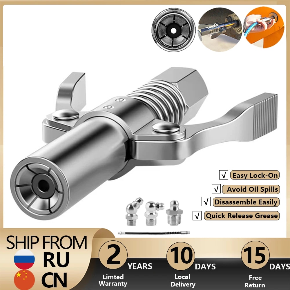 Loonpon Grease Gun Coupler Lock Nozzle NPTI PSI Grease Coupler For Easy ...