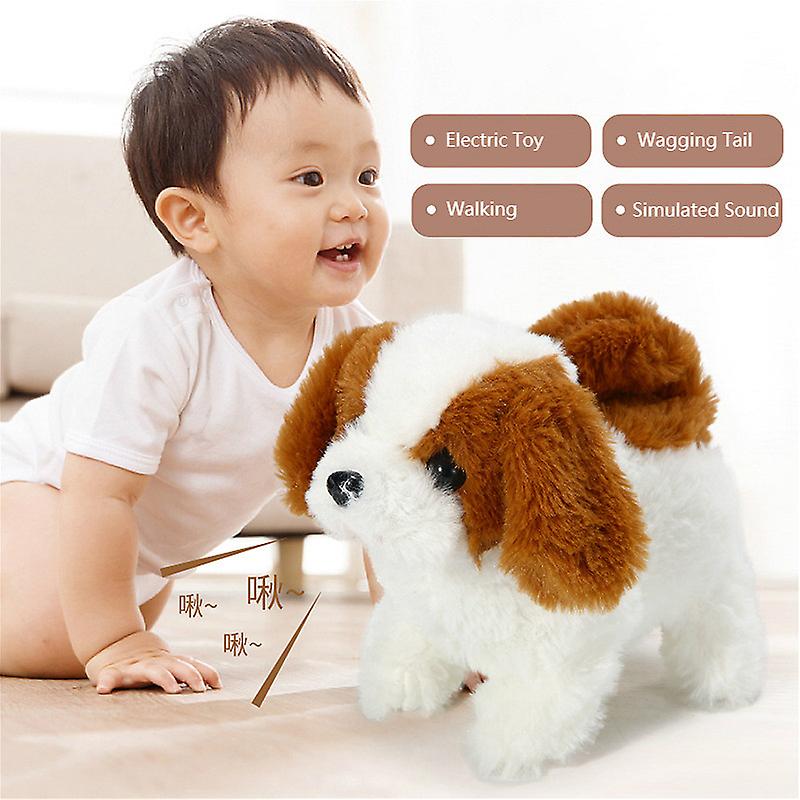 Electric Toy Soft Simulation Teddy Dog Plush Walking Glowing Barking Dog Funny Simulation Moving ...