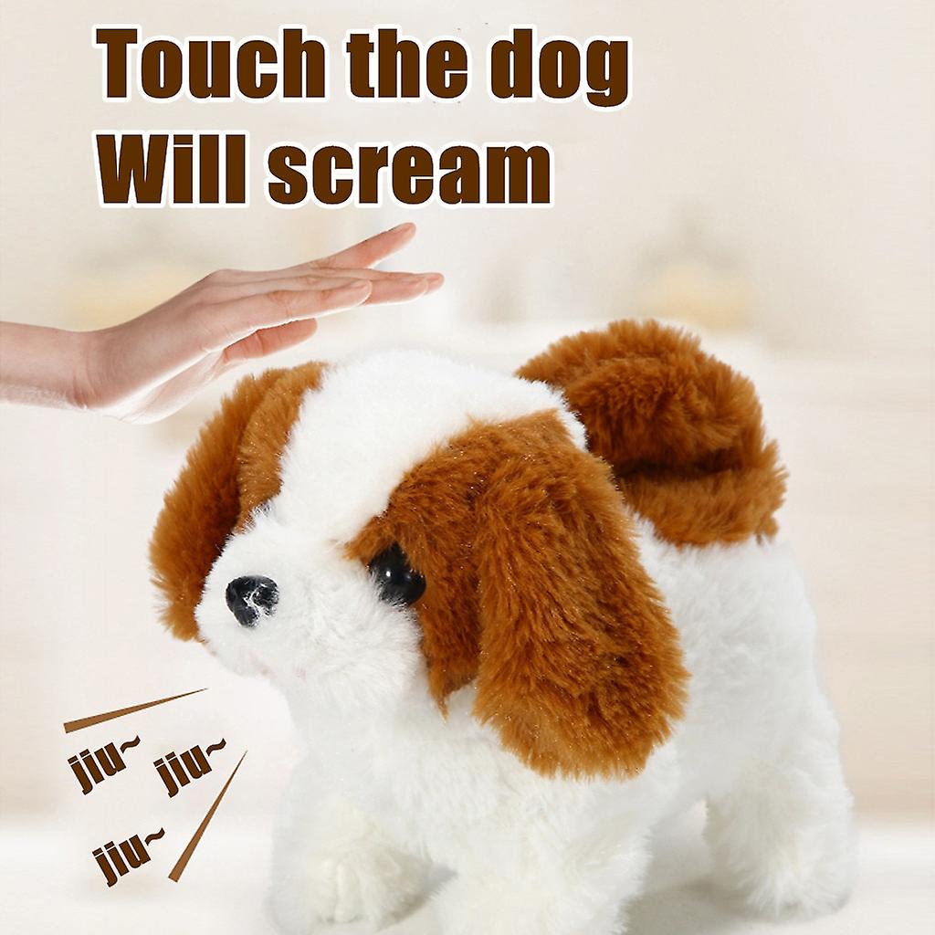 Electric Toy Soft Simulation Teddy Dog Plush Walking Glowing Barking Dog Funny Simulation Moving ...