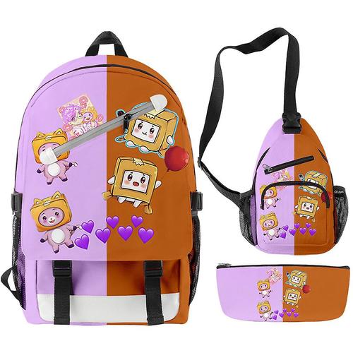 3 Pcs/set Lankybox School Bag 3d Anime Satchel Students Backpack With ...