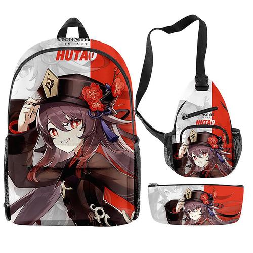3 Pcs/set School Bag Students Anime Satchel Casual Backpack With Pencil ...