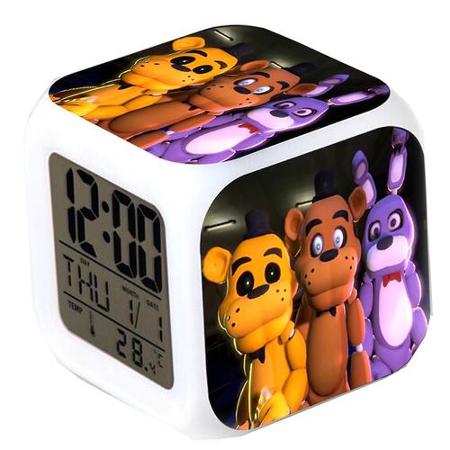 Digital Thermometer Glowing Cube Alarm Clock Color Changing Led Five ...
