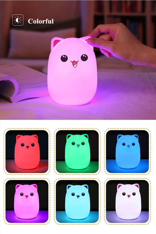 LED Night Light Lamp Remote Control Colorful USB Rechargeable Cartoon ...