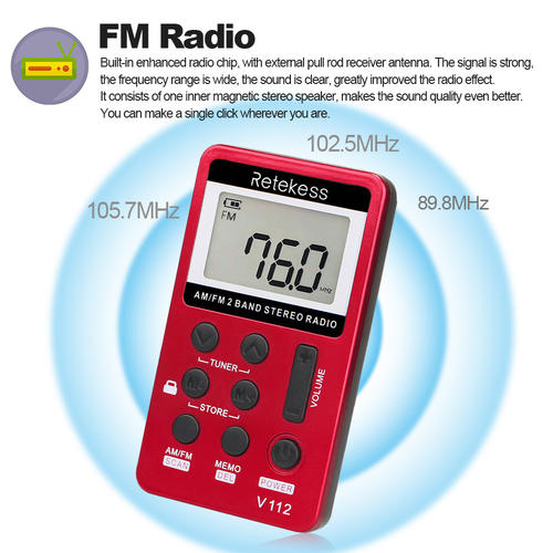 Portable AM/FM Stereo Radio Pocket LCD Display Screen 2 Band Digital ...
