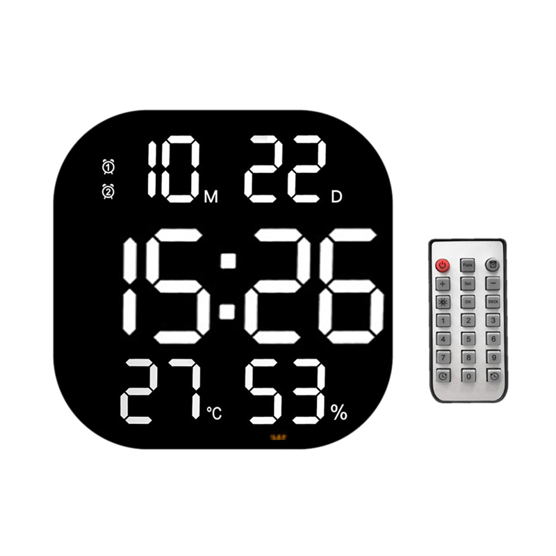 Large LED Digital Wall Remote Conol Temperature Alarms Clock White ...
